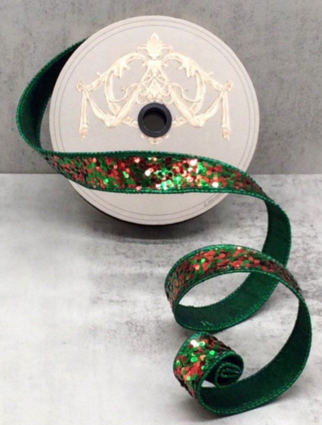 D Stevens, 10 Yards, 1 Inch Wired Ribbon, Crique Glitter Ribbon ...