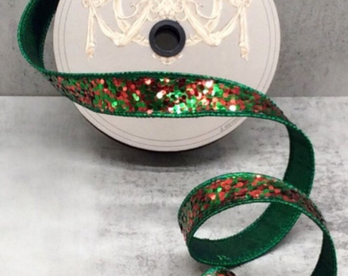 D Stevens, 10 Yards, 1 Inch Wired Ribbon, Crique Glitter Ribbon ...