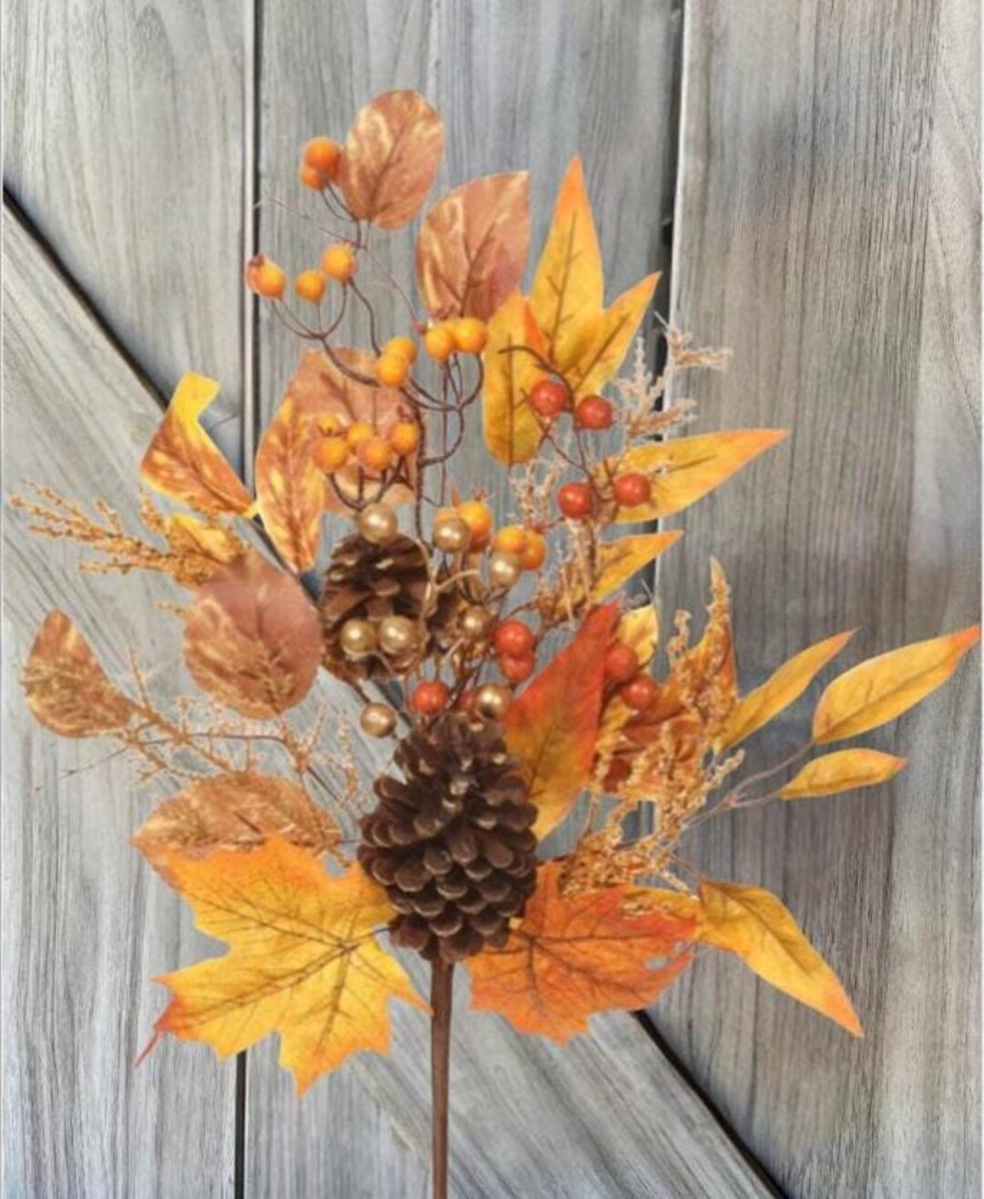20" Fall Spray, Fall Pinecone Bush, Maple Leaf Bush, Fall Leaf Bush ...