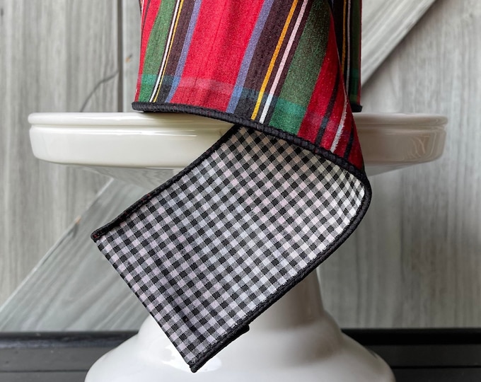D Stevens, 10 Yards, 2.5 Inch Wired Ribbon, Deck the Hall Ribbon, Plaid ...
