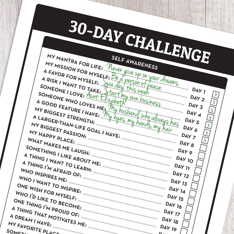 30 Day Challenge | 30 Day Challenge Printable, 30 Days to Calm, Self ...
