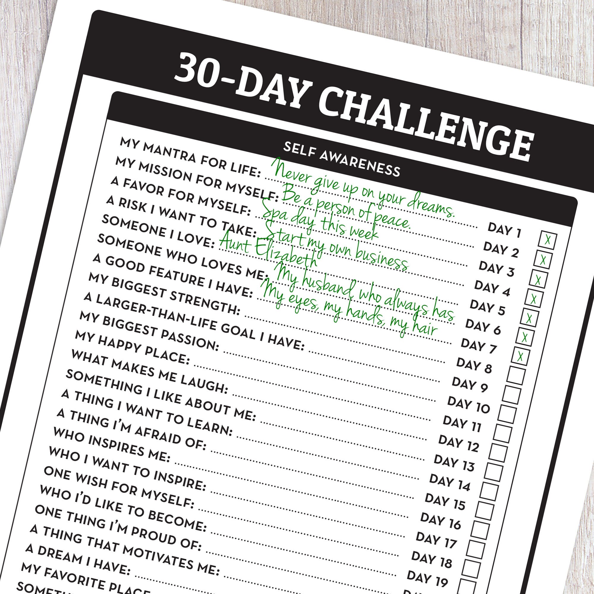 30 Day Challenge | 30 Day Challenge Printable, 30 Days to Calm, Self ...