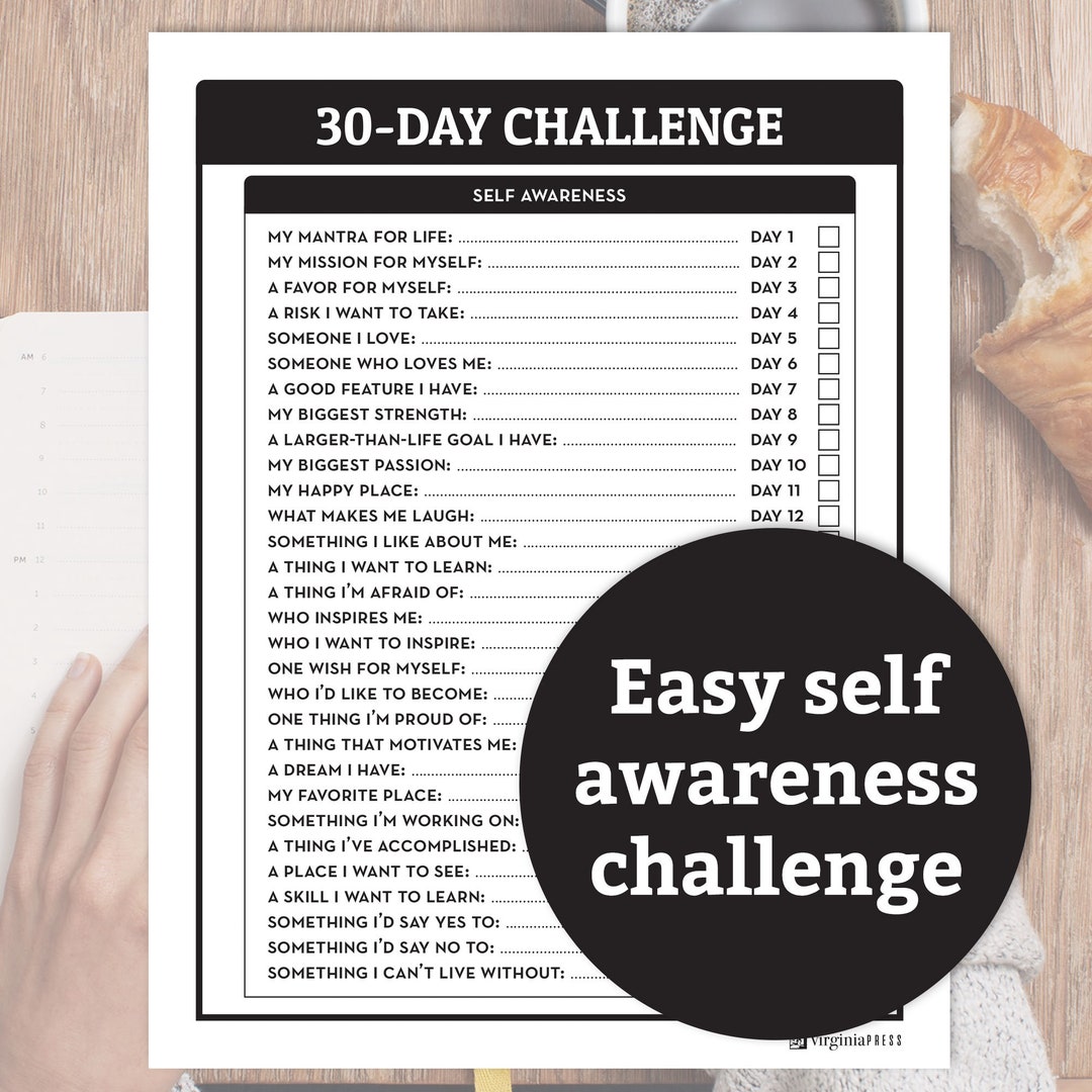30 Day Challenge | 30 Day Challenge Printable, 30 Days to Calm, Self ...