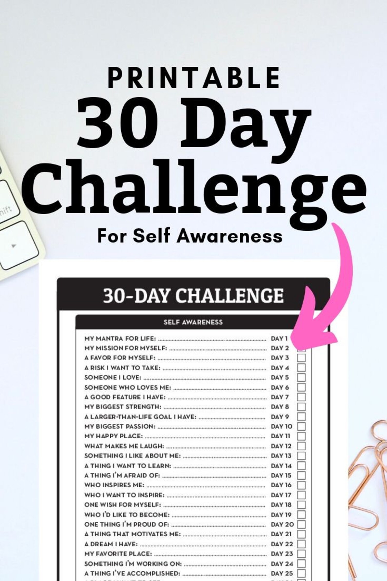 30 Day Challenge | 30 Day Challenge Printable, 30 Days to Calm, Self ...