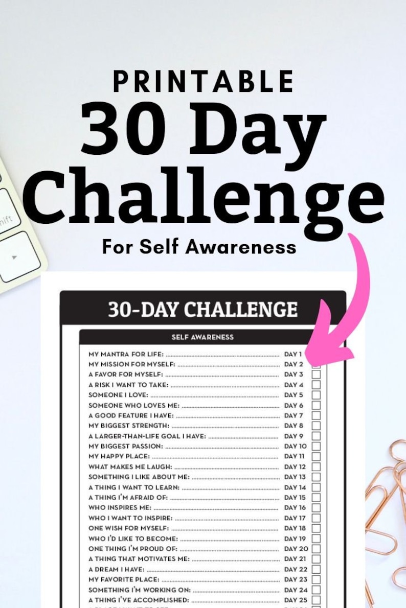 30 Day Challenge | 30 Day Challenge Printable, 30 Days to Calm, Self ...