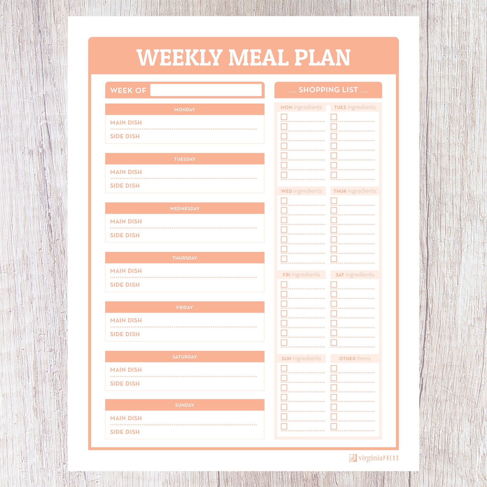 Weekly Meal Planner | Meal Planner, Weekly Meal Planner Printable ...