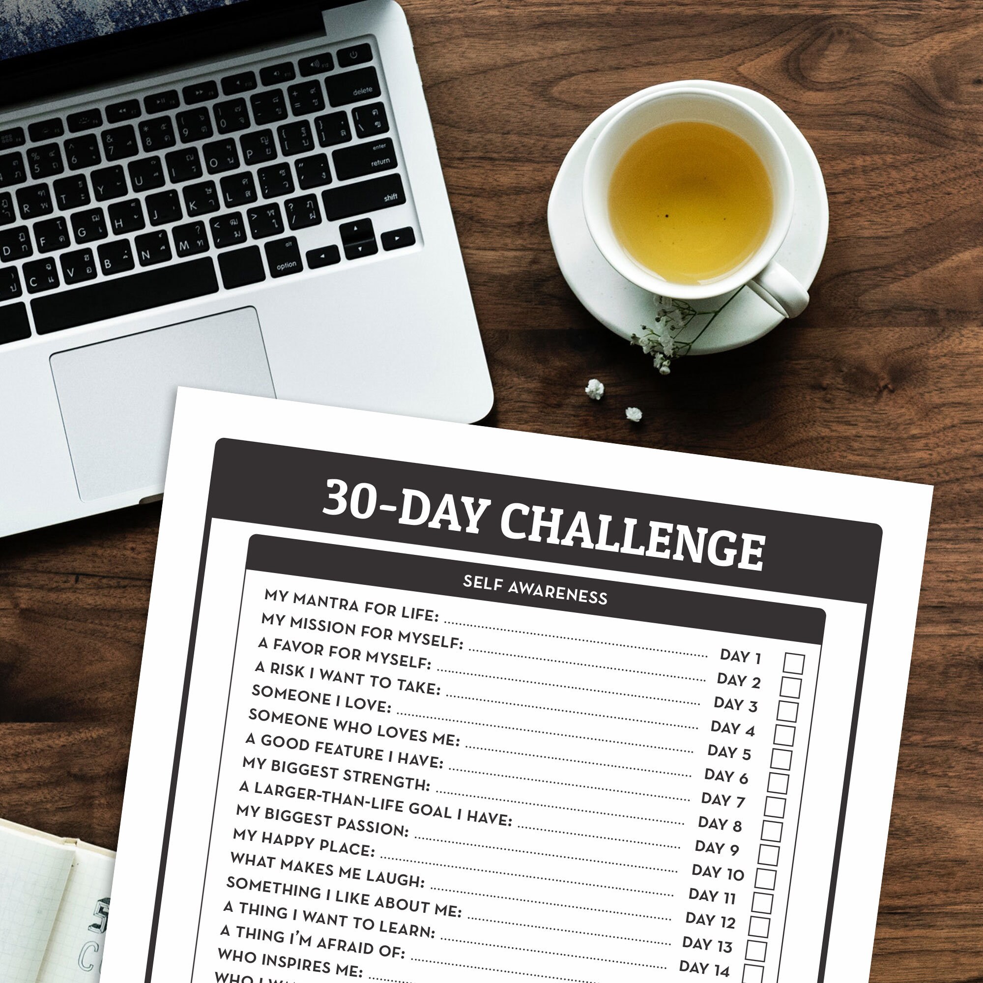 30 Day Challenge | 30 Day Challenge Printable, 30 Days to Calm, Self ...