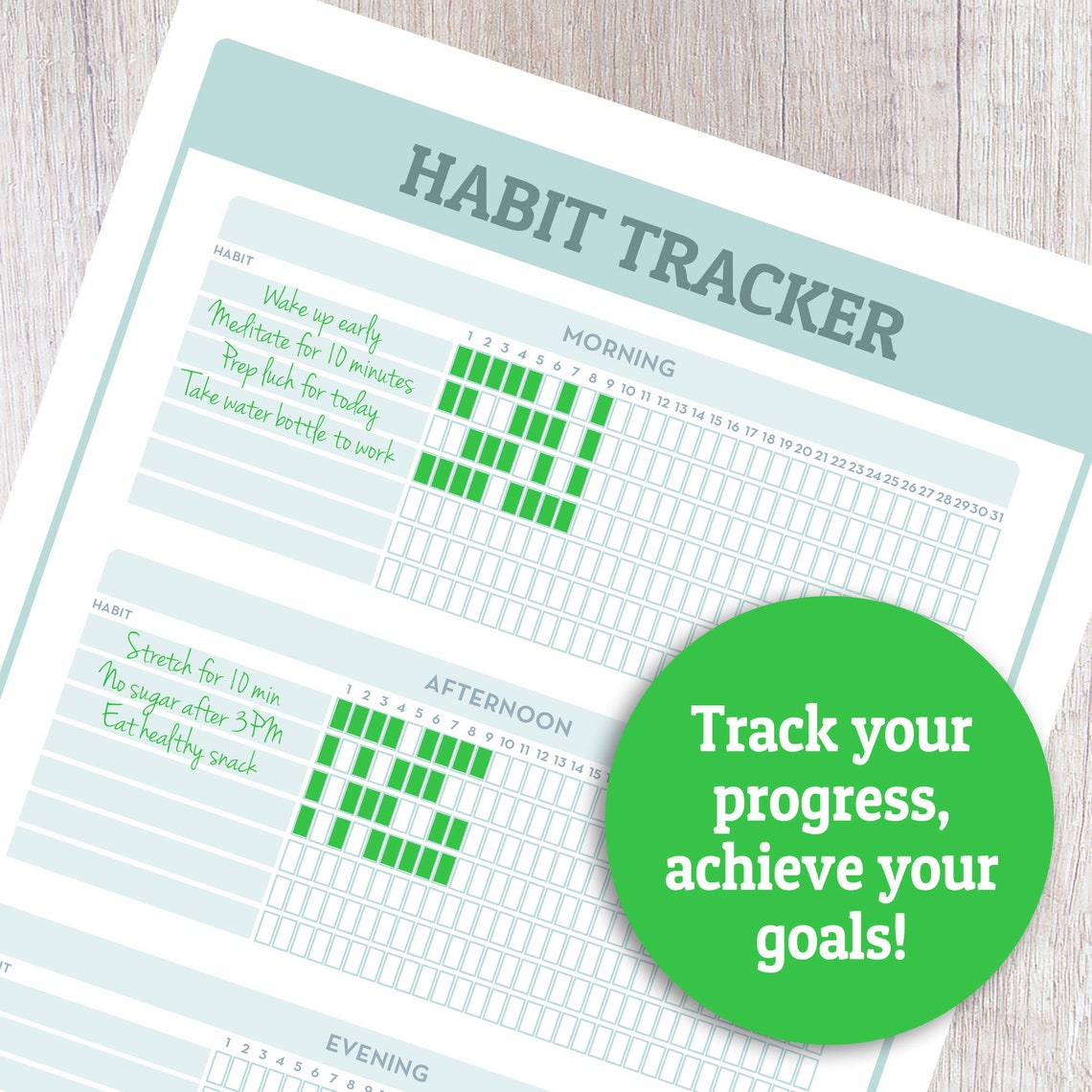 Habit Tracker Habit Tracker Printable, Habit Tracker Journal, Habit ...