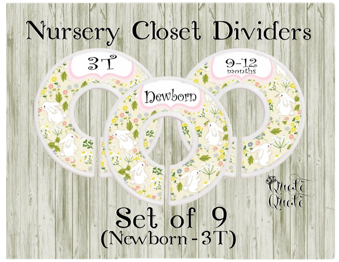 Bunny Rabbit Nursery Closet Dividers, Baby Rabbit, Rabbit and Floral ...