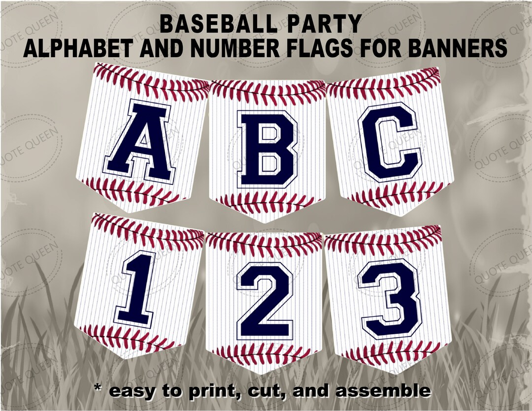 Downloadable Digital Baseball Banner. Baseball Alphabet and Baseball ...
