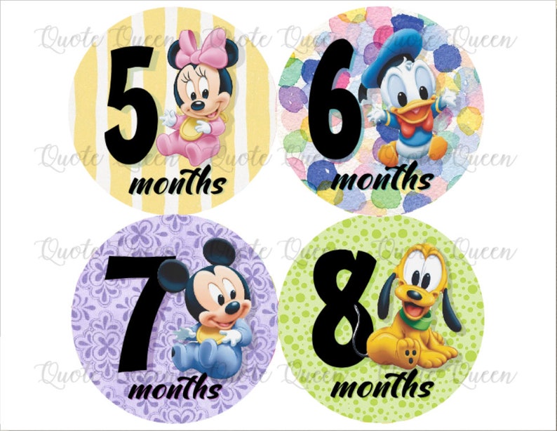 Disney Babies Mickey Mouse Minnie Mouse Monthly Stickers - Etsy