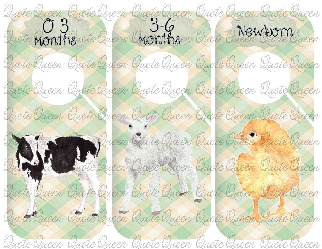 9 Farm Animal Clothes Dividers, 6.75 X 3.5 Inches, Cow, Lamb, Duck ...
