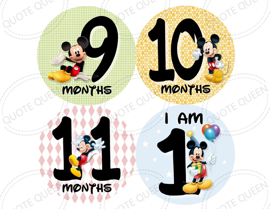 Mickey Mouse Mouse Disney Disney Babies Monthly Stickers - Etsy