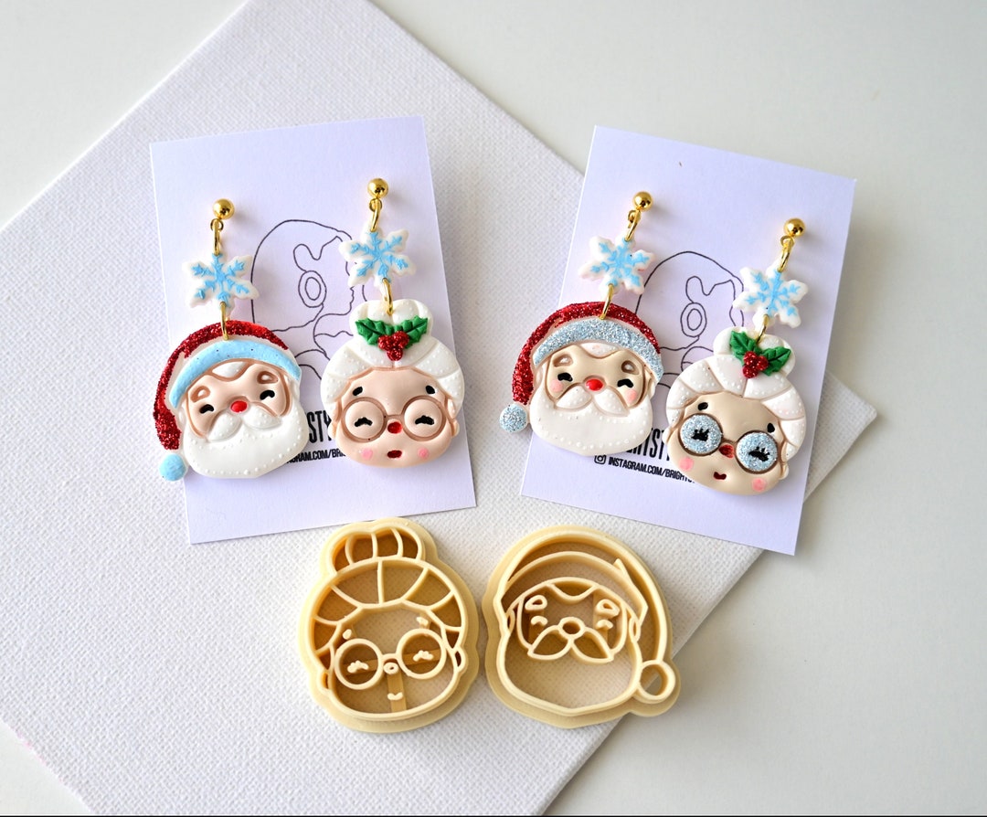 Santa and Mrs Claus Polymer Clay Cutter |SET Holiday Winter Clay ...