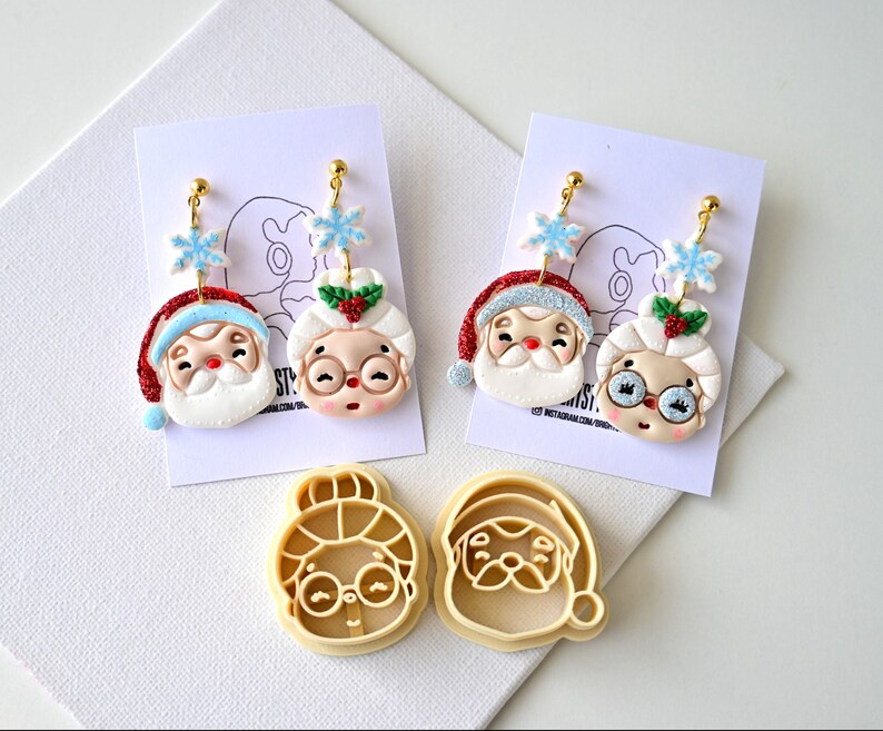 Santa and Mrs Claus Polymer Clay Cutter |SET Holiday Winter Clay ...
