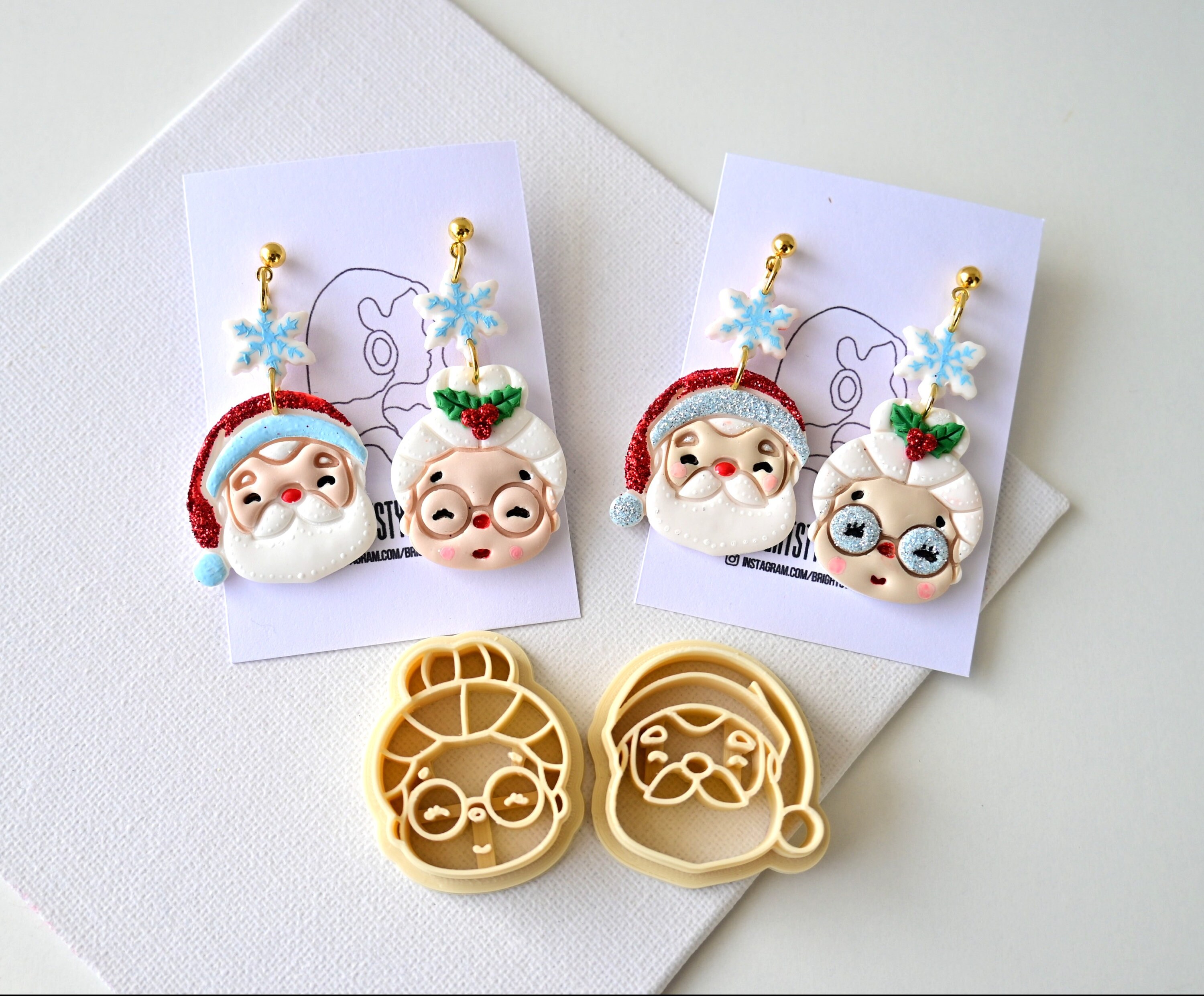 Santa and Mrs Claus Polymer Clay Cutter |SET Holiday Winter Clay ...