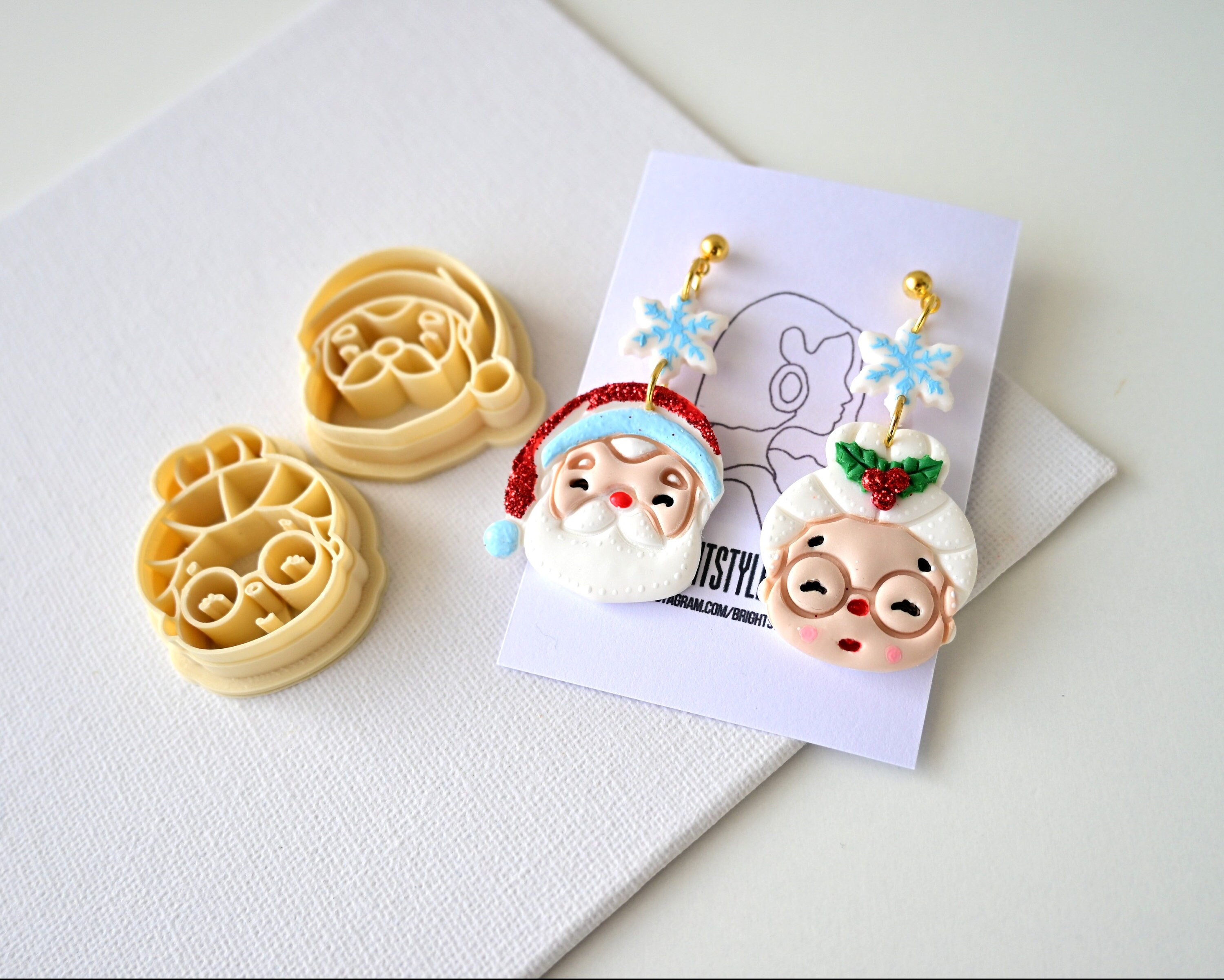 Santa and Mrs Claus Polymer Clay Cutter |SET Holiday Winter Clay ...