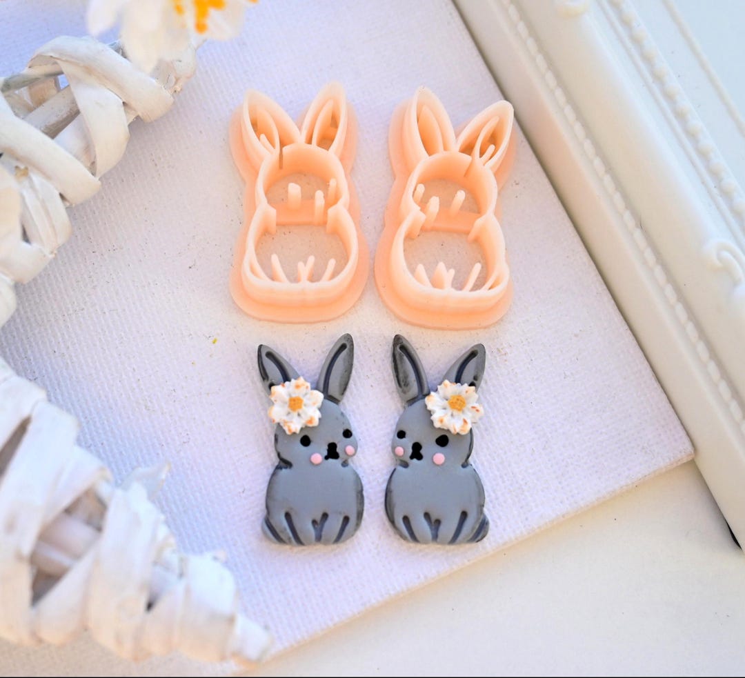 Easter Bunny Clay Cutter |MIRROR Rabbit Clay Cutters Embossing Clay ...
