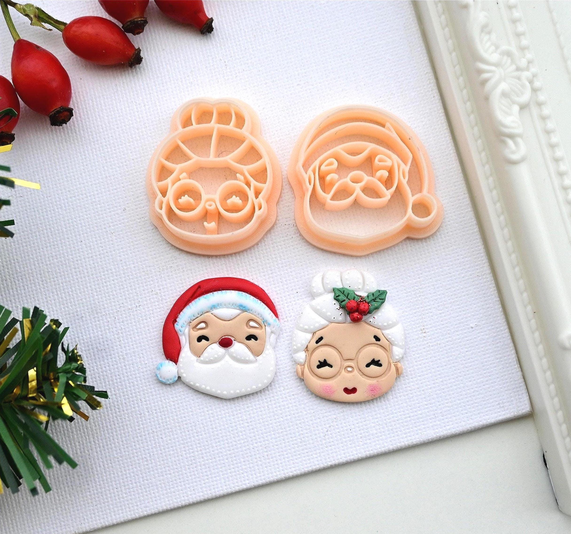 Santa and Mrs Claus Polymer Clay Cutter |SET Holiday Winter Clay ...