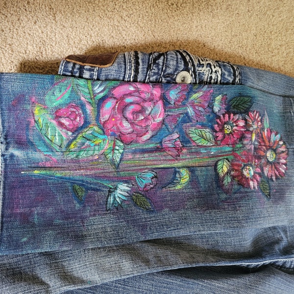 Hand Painted Jeans - Etsy
