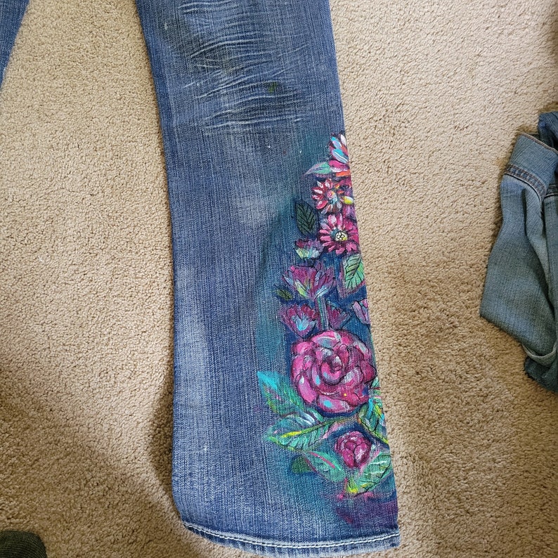 Hand Painted Jeans - Brand Hydraulic Denim Size 8. Hand Drawn by Local ...