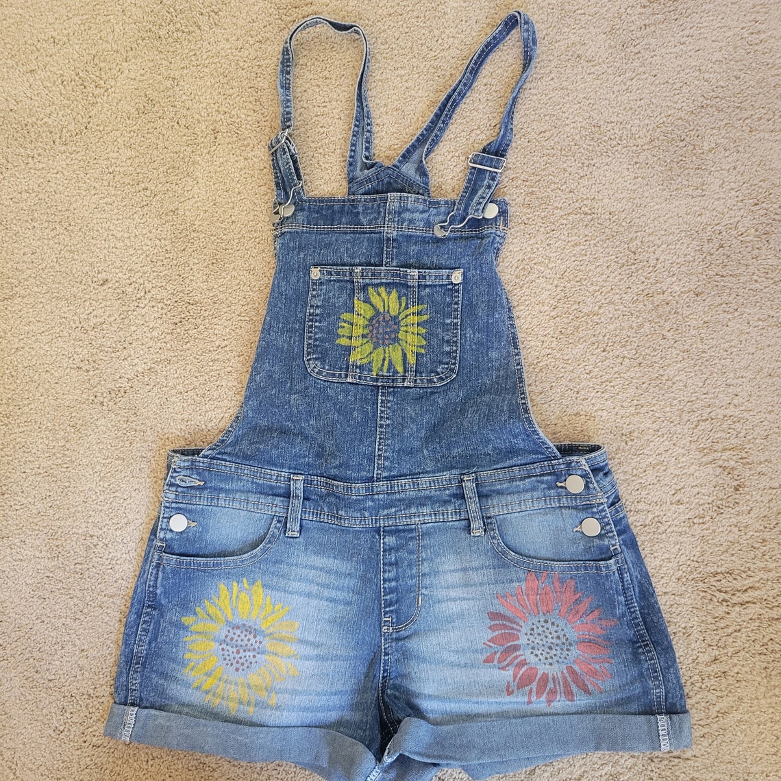 Hand-painted Women's Bib Overalls. Size Size 7-9, 38 Inch Hip ...