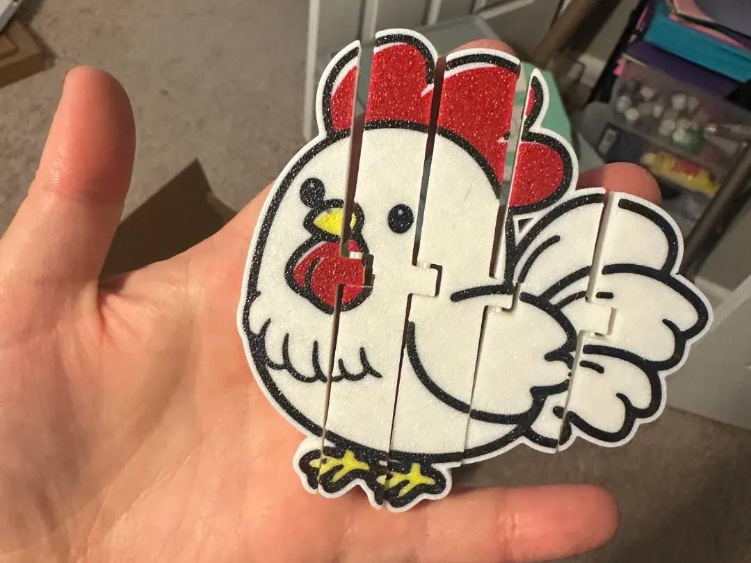 3D Printed - Flexi Chicken Fidget Toy - Etsy