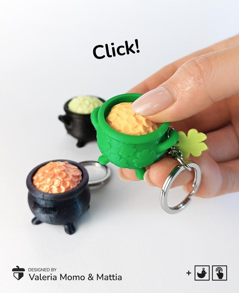 3D Printed Fidget Clicker Toy - Pot of Gold, Unique Stress Relief Tool ...