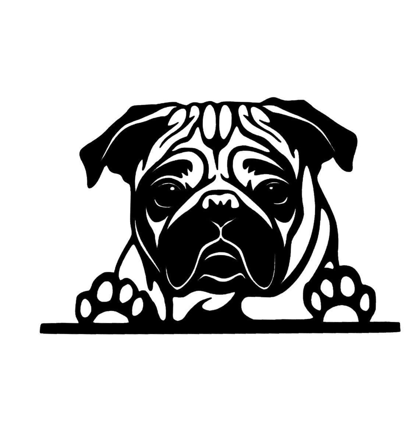 Peeking Pug Vinyl Die Cut Decal Sticker | Etsy