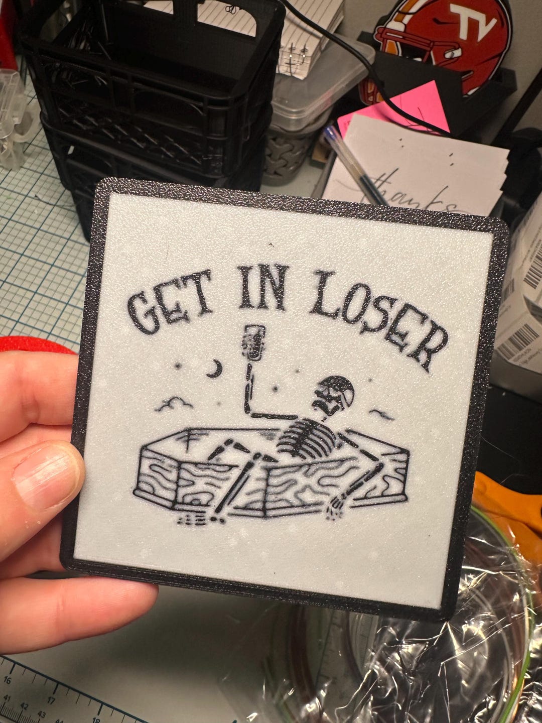 3d Printed | Get in Loser Skeleton Coaster - Etsy