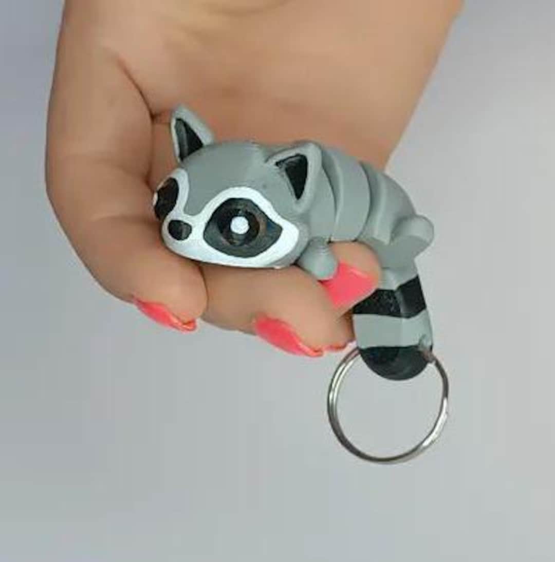 Hand Made Flexi Raccoon Keychain - 3D Printed - Etsy