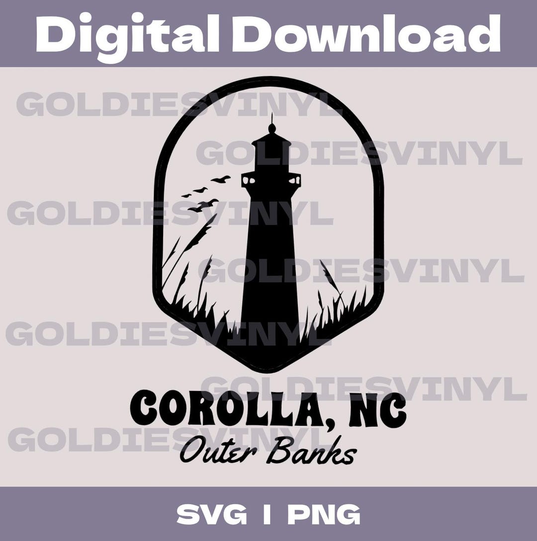 Corolla NC Lighthouse SVG PNG File | Outer Banks Coastal Beach Decor ...