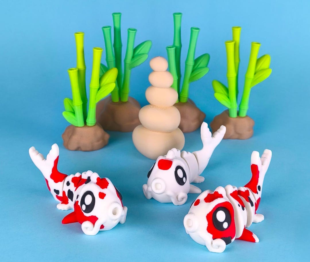 Handmade Flexi Koi Fish Keychain - 3D Printed Koi Figurine, Flexible ...