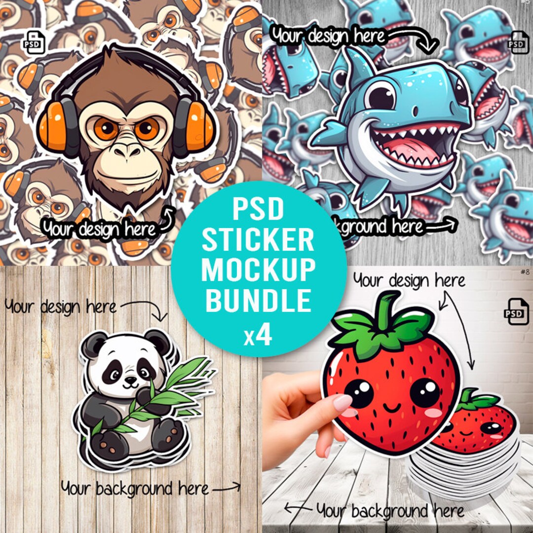 Sticker Mockup Bundle, PSD Stickers Bundle, Decal Mock up Bundle, PSD ...
