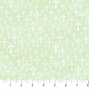 Spring Awakening Small Crosses Green Cotton Fabric - Etsy