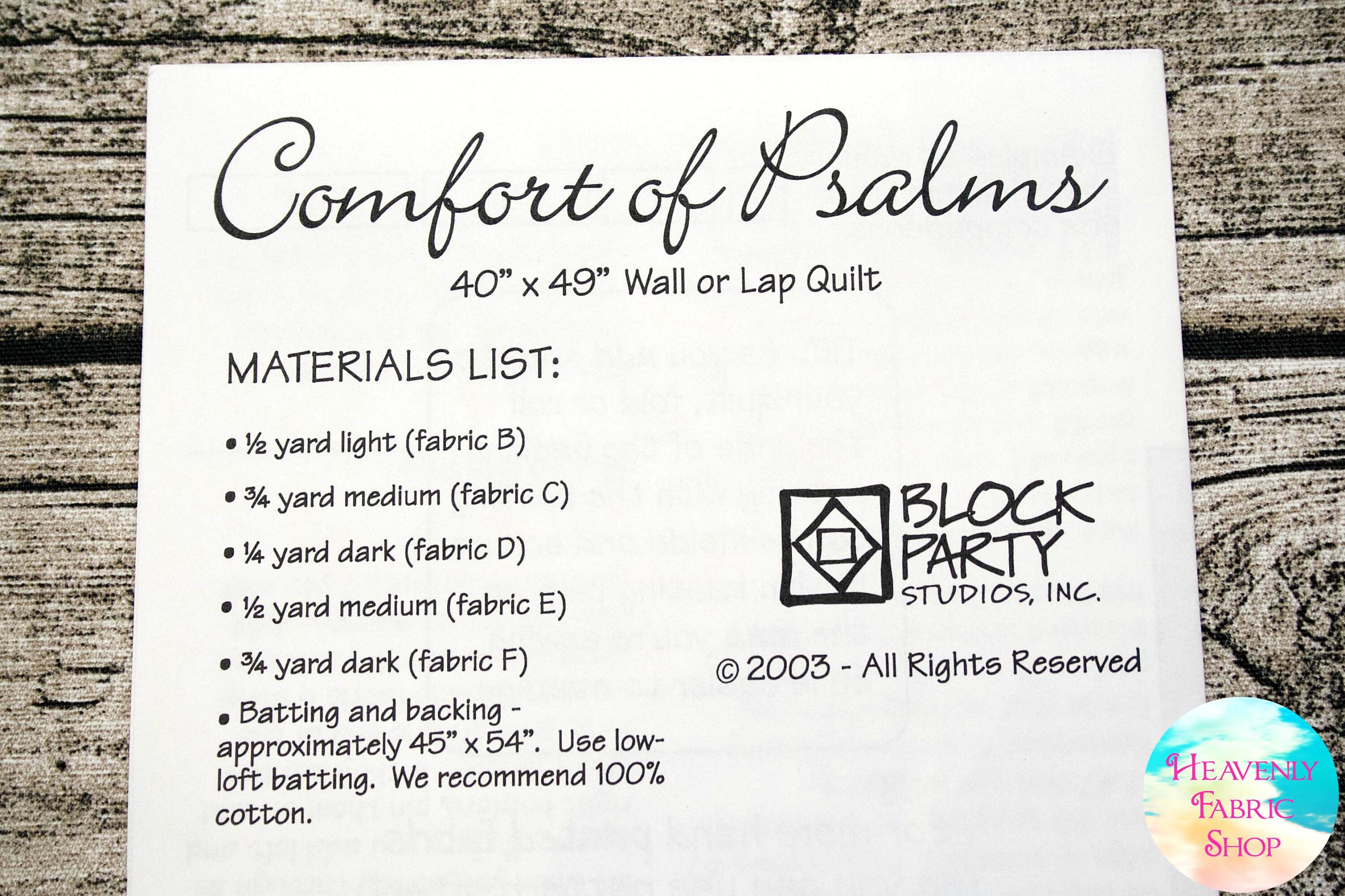 Comfort of Psalms Quilt Pattern Scripture Fabric Panel Kit - Etsy