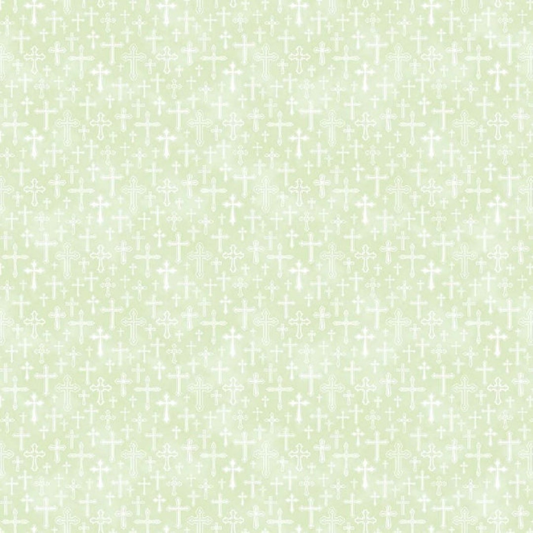 Spring Awakening Small Crosses Green Cotton Fabric - Etsy