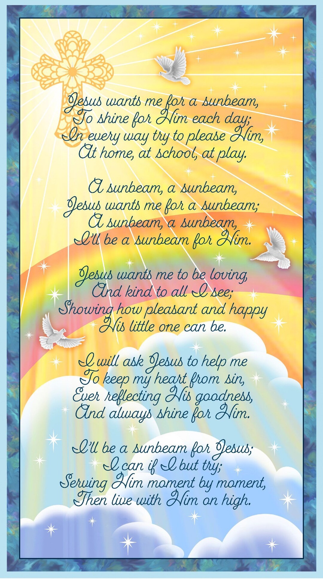 I'll Be A Sunbeam Hymn Cotton Fabric Panel - Etsy