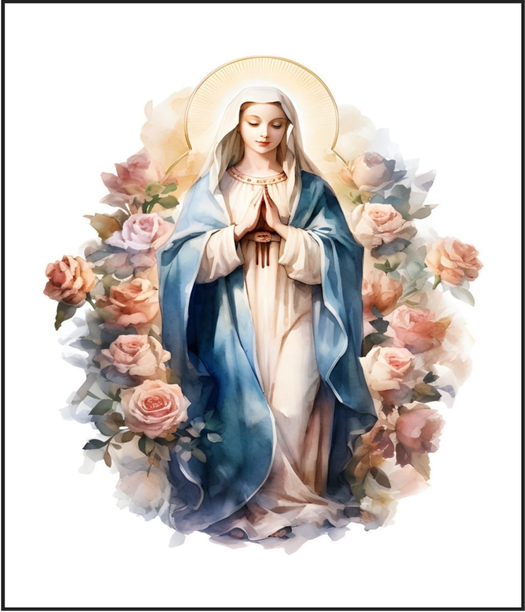 Virgin Mary Mystical Rose Watercolor Cotton Fat Quarter Panel - Etsy