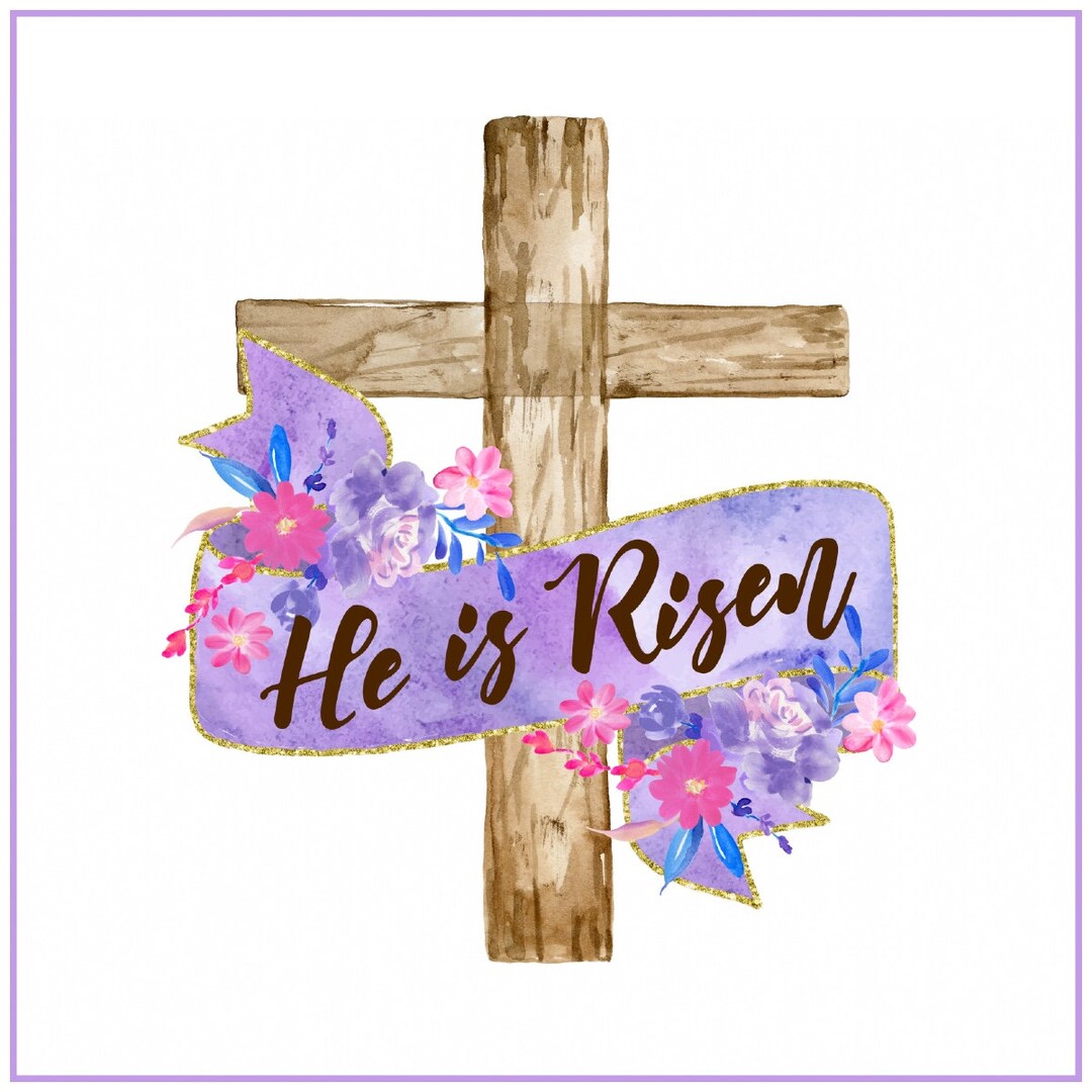 He is Risen Cross 6 Inch Square Fabric Art Panel - Etsy
