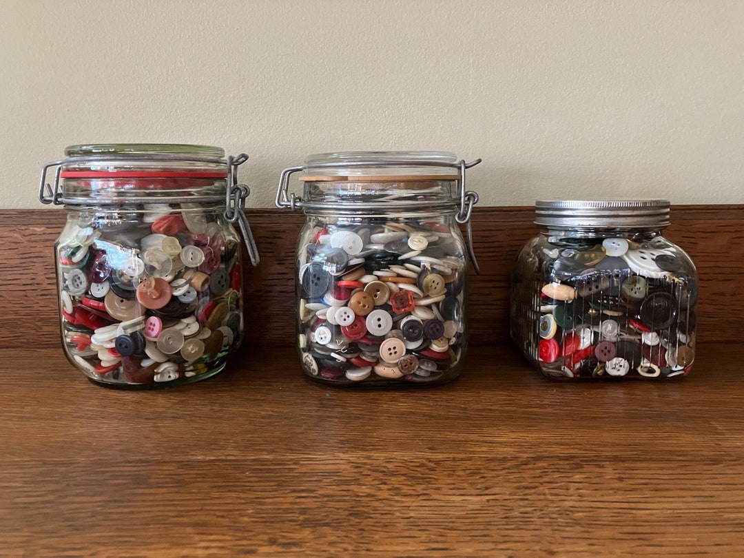 Vintage Buttons in Glass Jar - Etsy