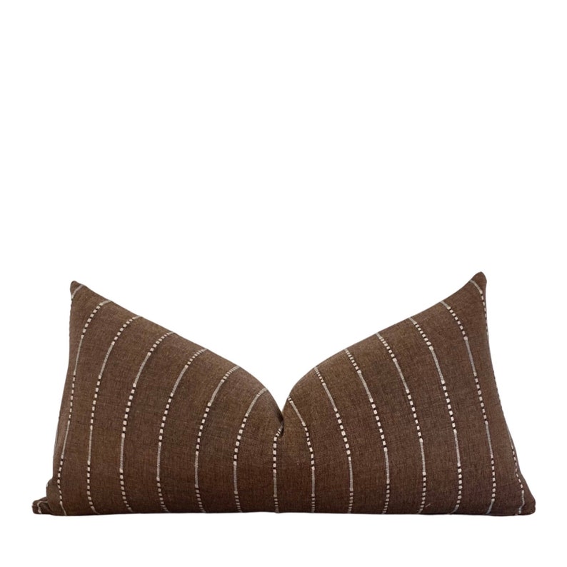 Brown and Light Cream Stripe Throw Pillow Cover Square or - Etsy