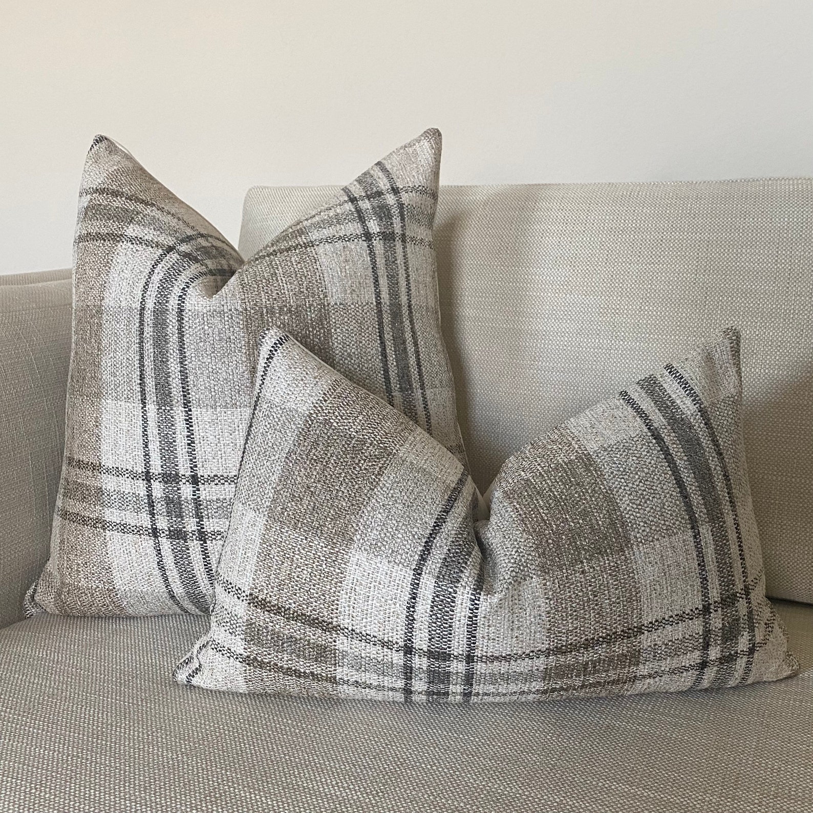 Beige Gold Gray Plaid Check Throw Pillow Cover USA Made - Etsy