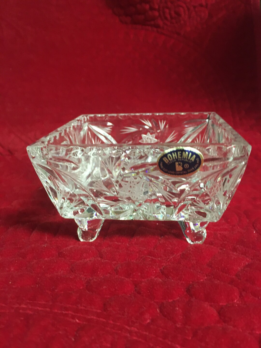 Bohemian Crystal Square Dish Bohemian Lead Crystal Candy Dish 4”x4”x2 ...
