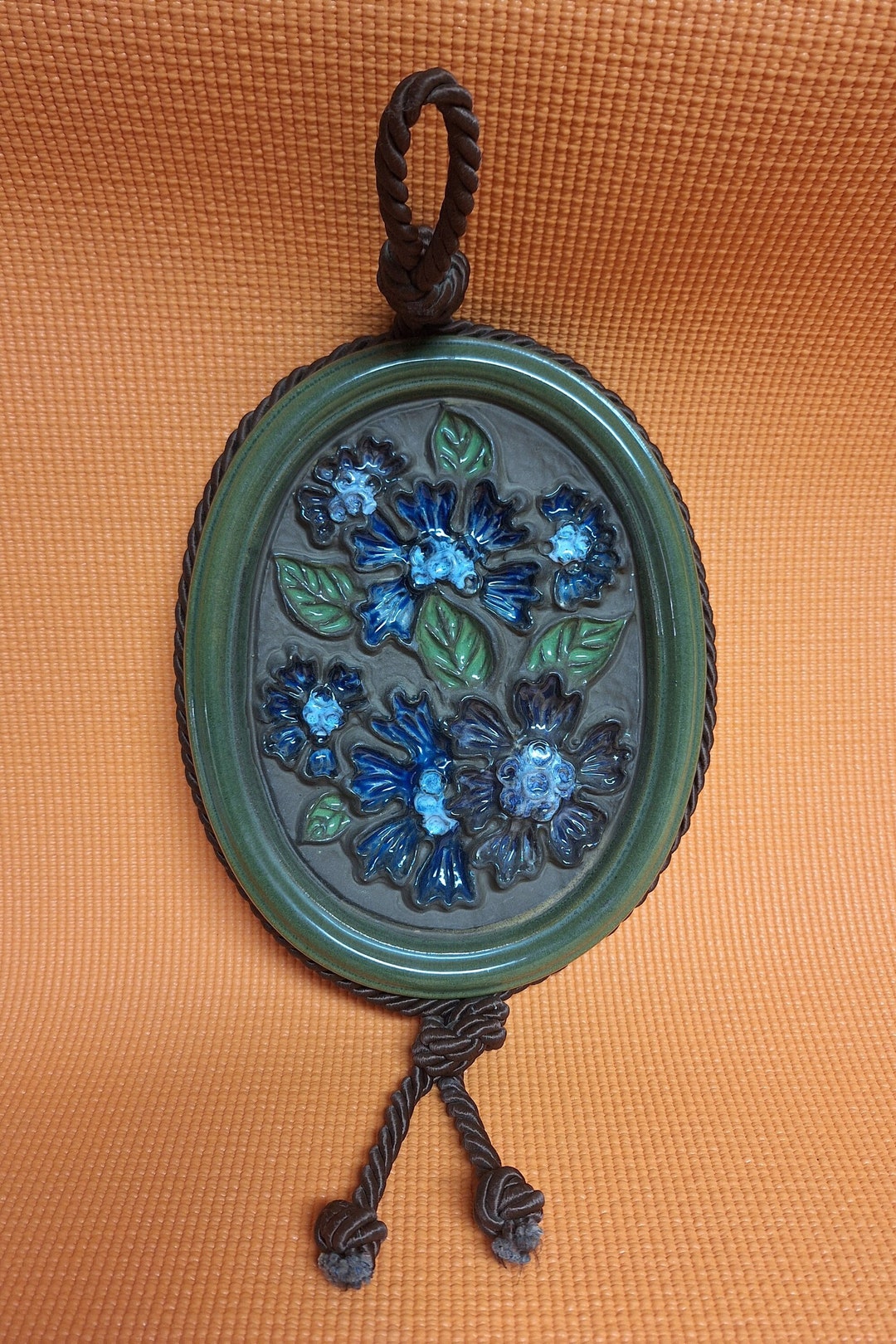 Mid Century West Germany Fat Lava Glaze Handcrafted Pottery Framed Wall ...