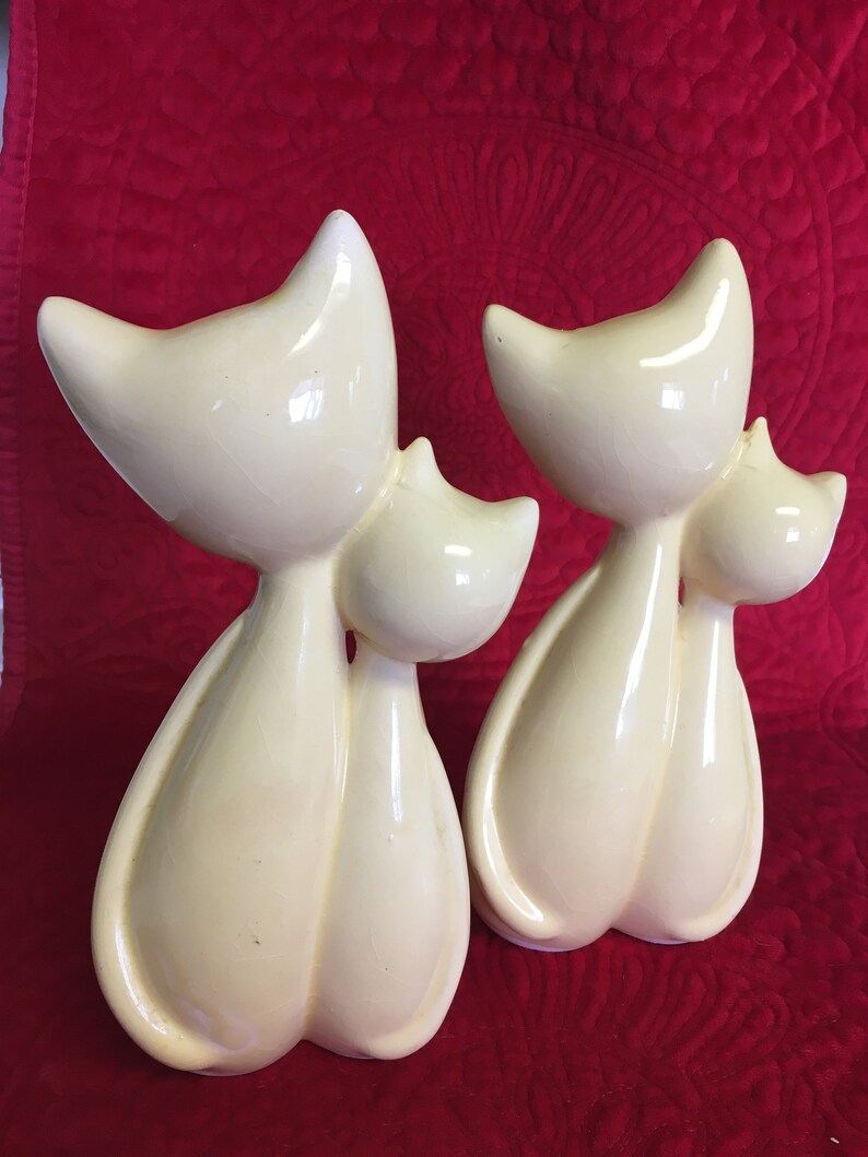Vintage Ceramic Siamese Cats 2 Sets Ceramic Cats Japan 1950s Rare ...