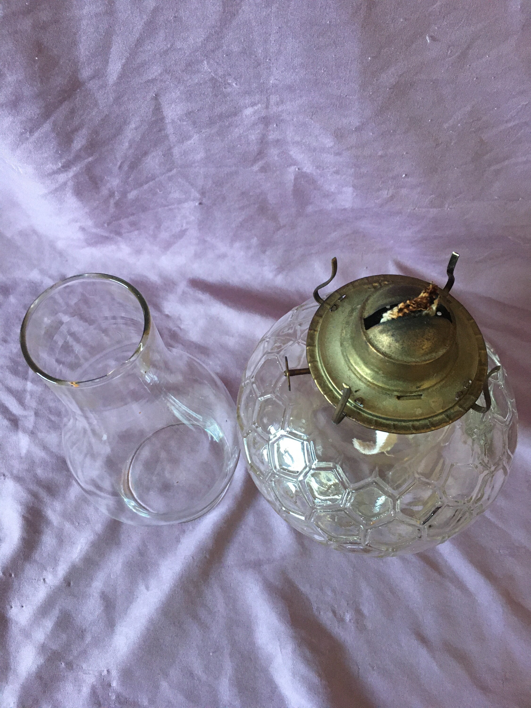 Vintage Eagle Oil Lamp off Grid Lantern Honeycomb Glass With Glass ...