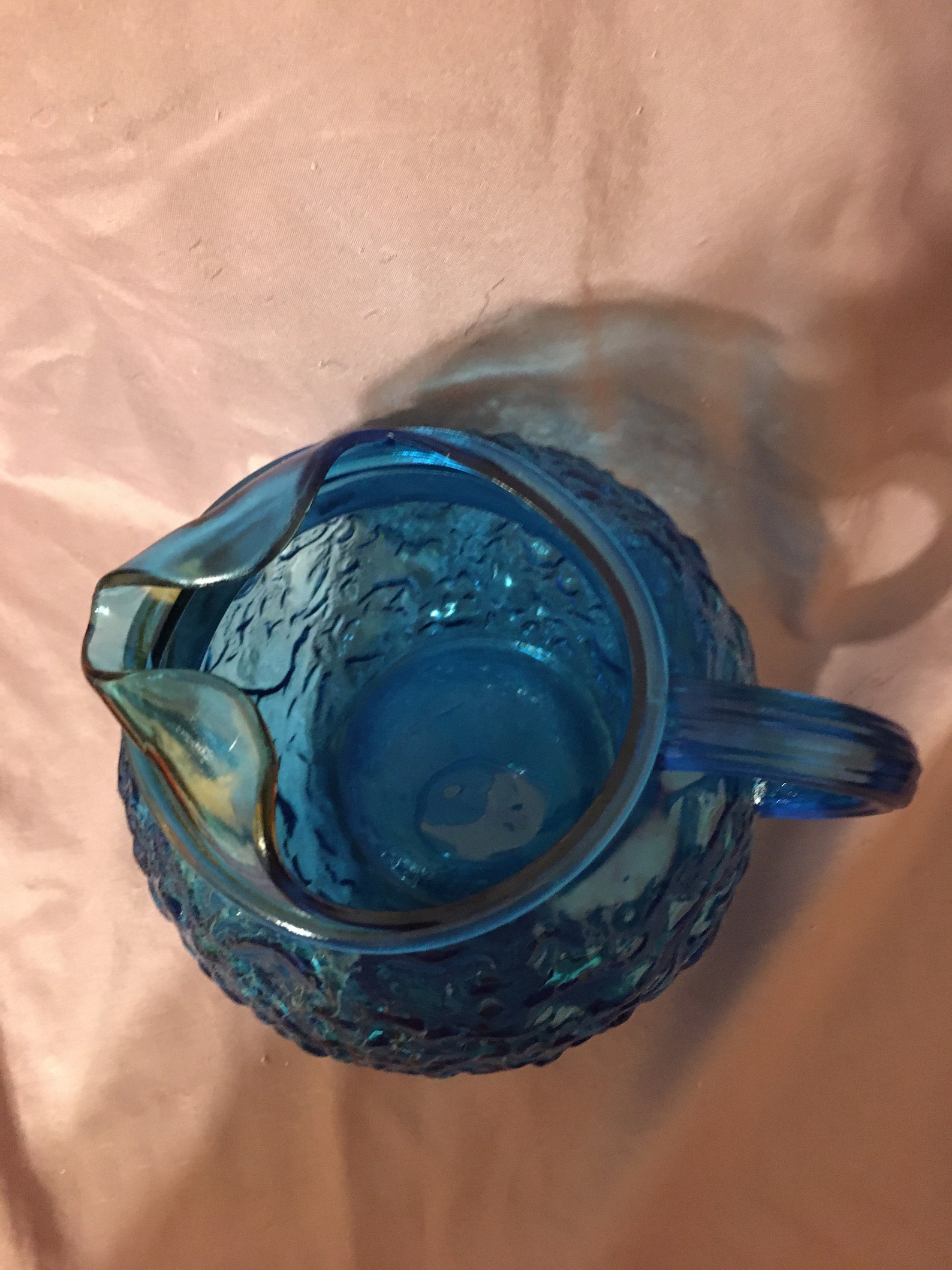 Vintage Anchor Hocking Pitcher Jug Etched Glass Blue 1960s - Etsy