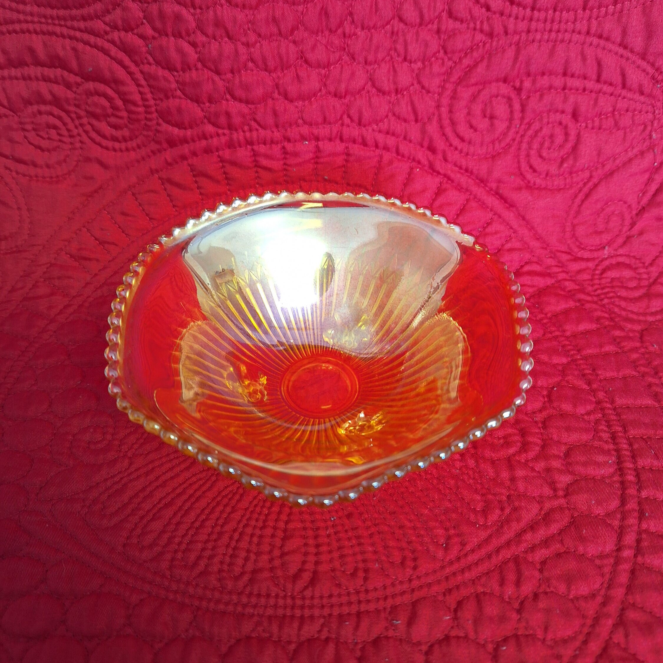 Vintage Jeannette Marigold Glass Candy Dish Carnival Glass Footed Candy ...