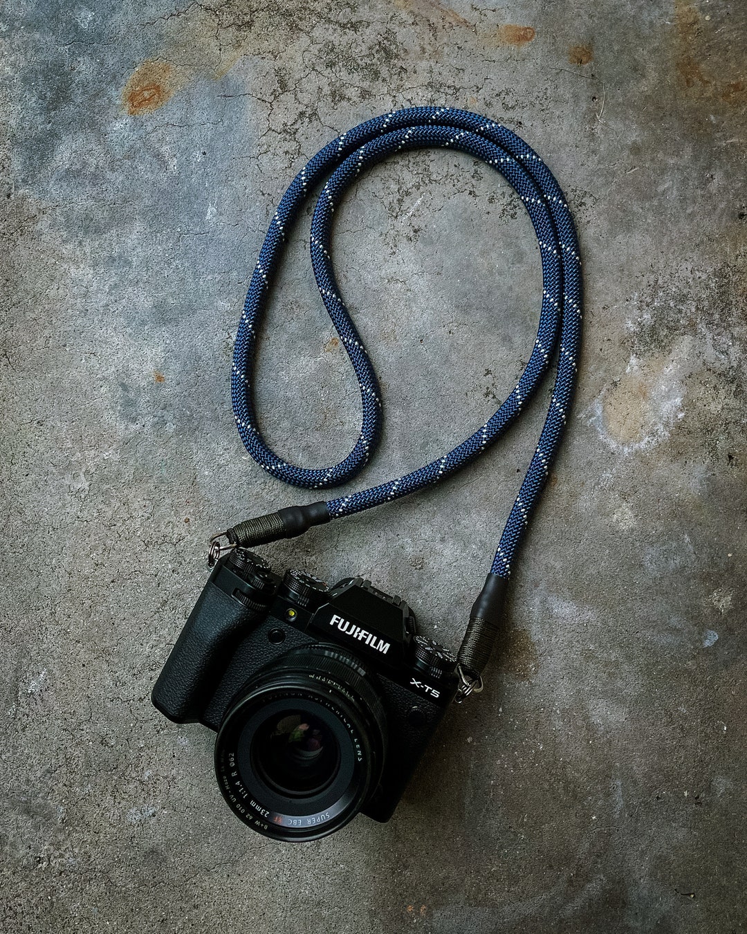 Navy Blue W/ White Tracers Camera Neck Strap for Fujifilm, Canon, Leica ...